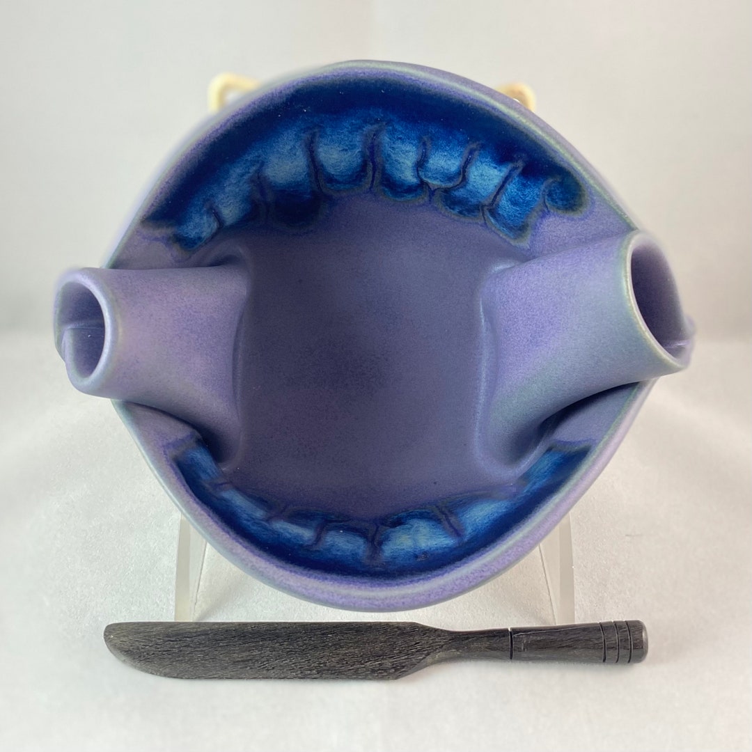 Handmade Purple and Blue Pinch Pot With Knife, Functional and ...