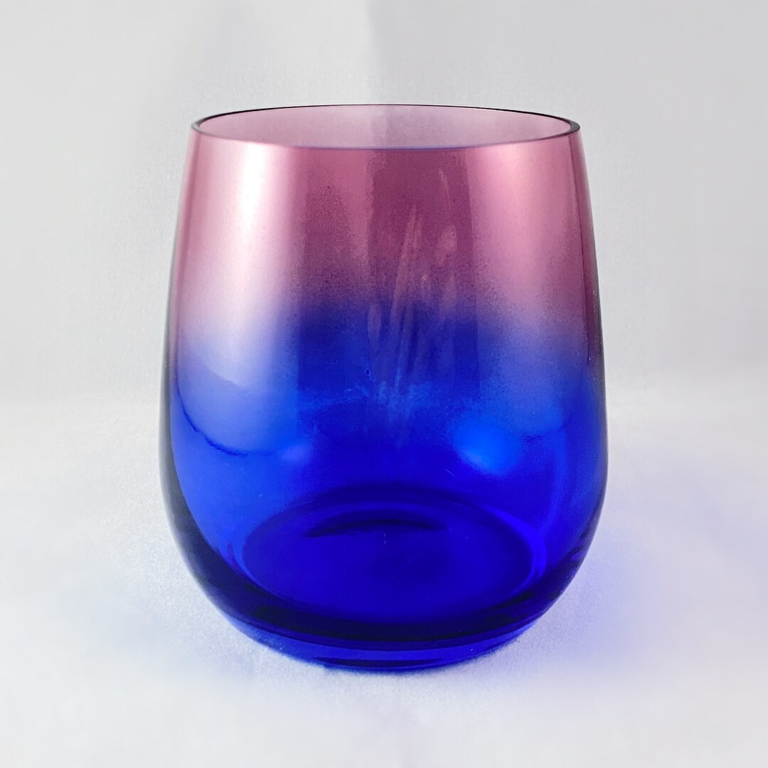 Pink/blue Ombre Gradient Stemless Venetian Wine Glass - Handmade in ...