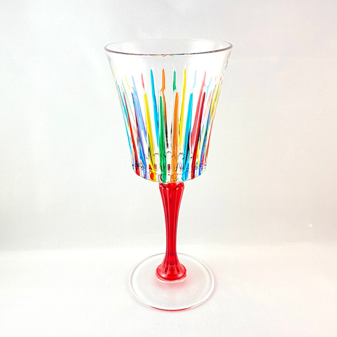 Red Stem Venetian Glass Timeless Wine Glass - Handmade in Italy ...