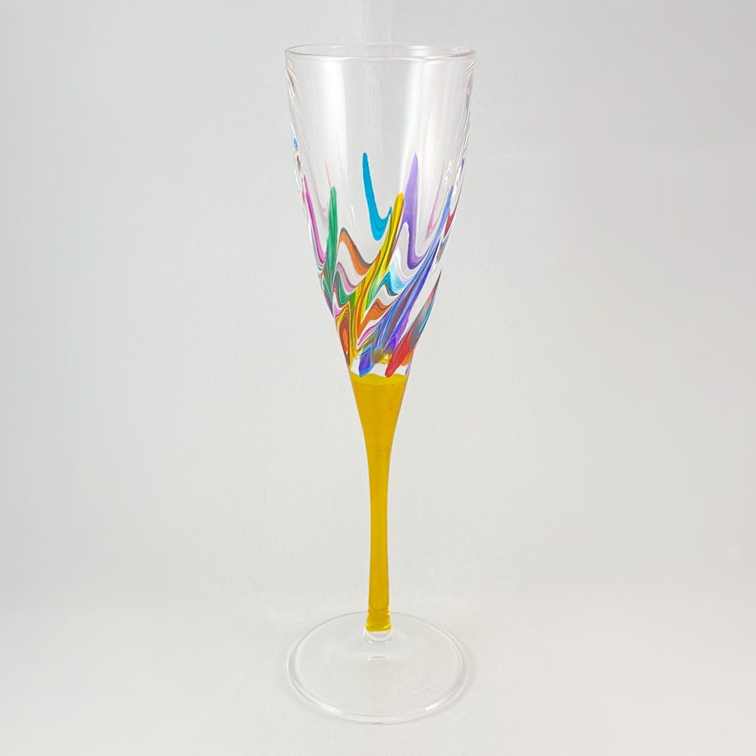 Yellow Stem Trix Venetian Glass Champagne Flute - Handmade in Italy ...