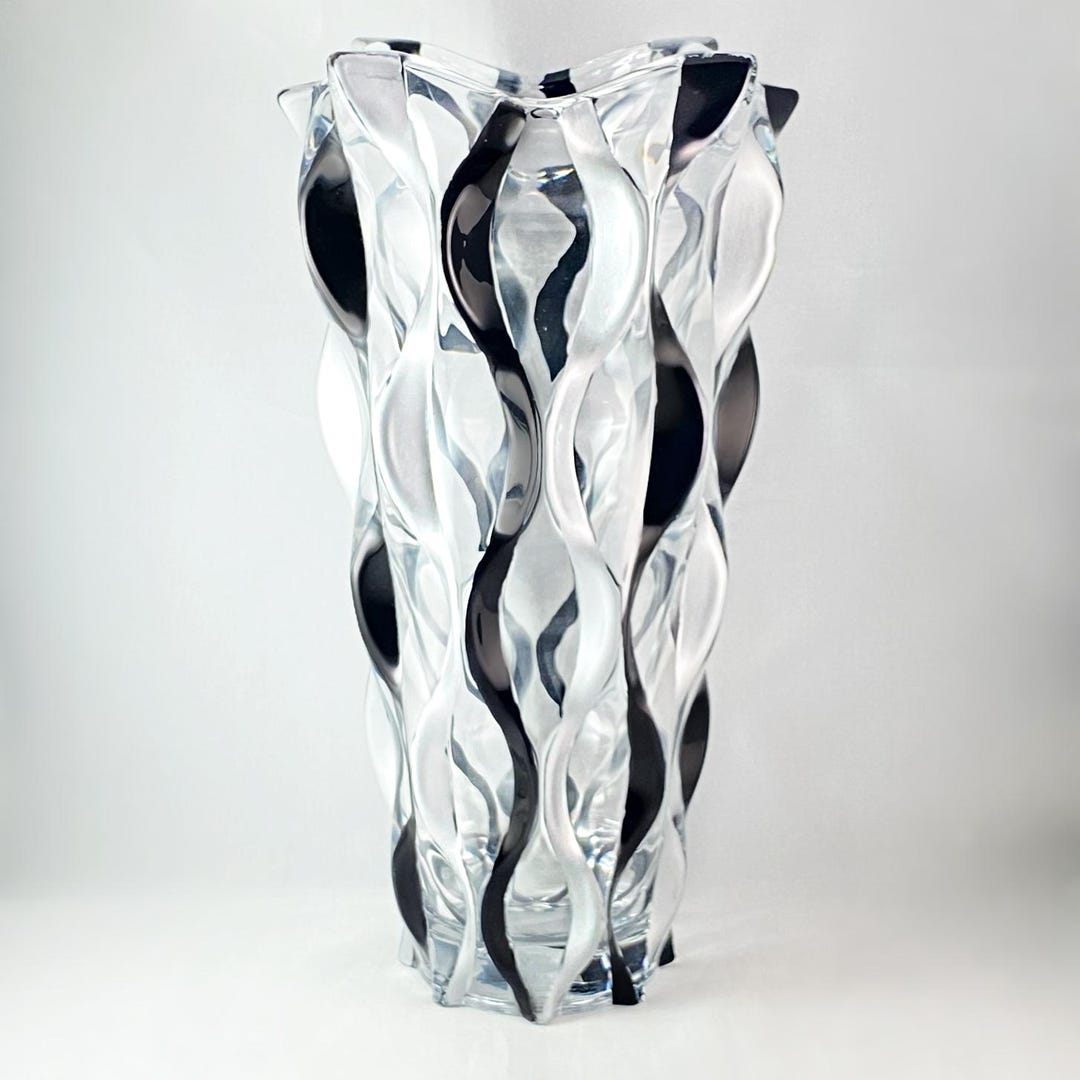 Venetian Glass Ribbon Samba Vase, Black/silver - Handmade in Italy ...