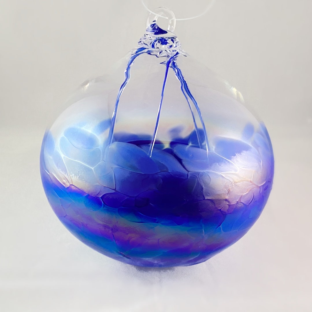 Handmade Glass Witches Ball, #9 - Iridescent Blue - Etsy