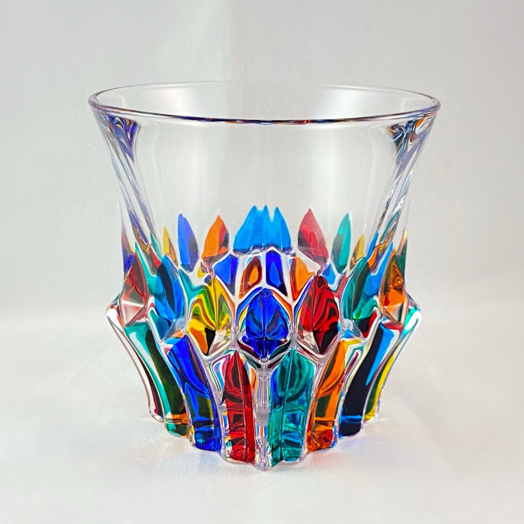 Venetian Glass Prague Whiskey Glass - Handmade in Italy, Colorful ...