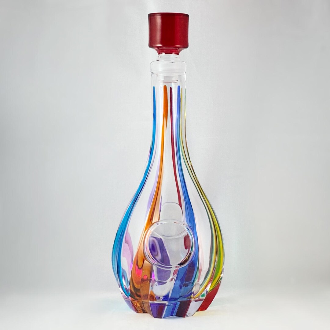 Trix Whiskey Decanter, Venetian Glass Whiskey Decanter, Red Top ...