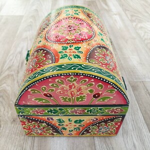 Hand Painted Chest Box Lime Green and Red Jewellery Storage - Etsy