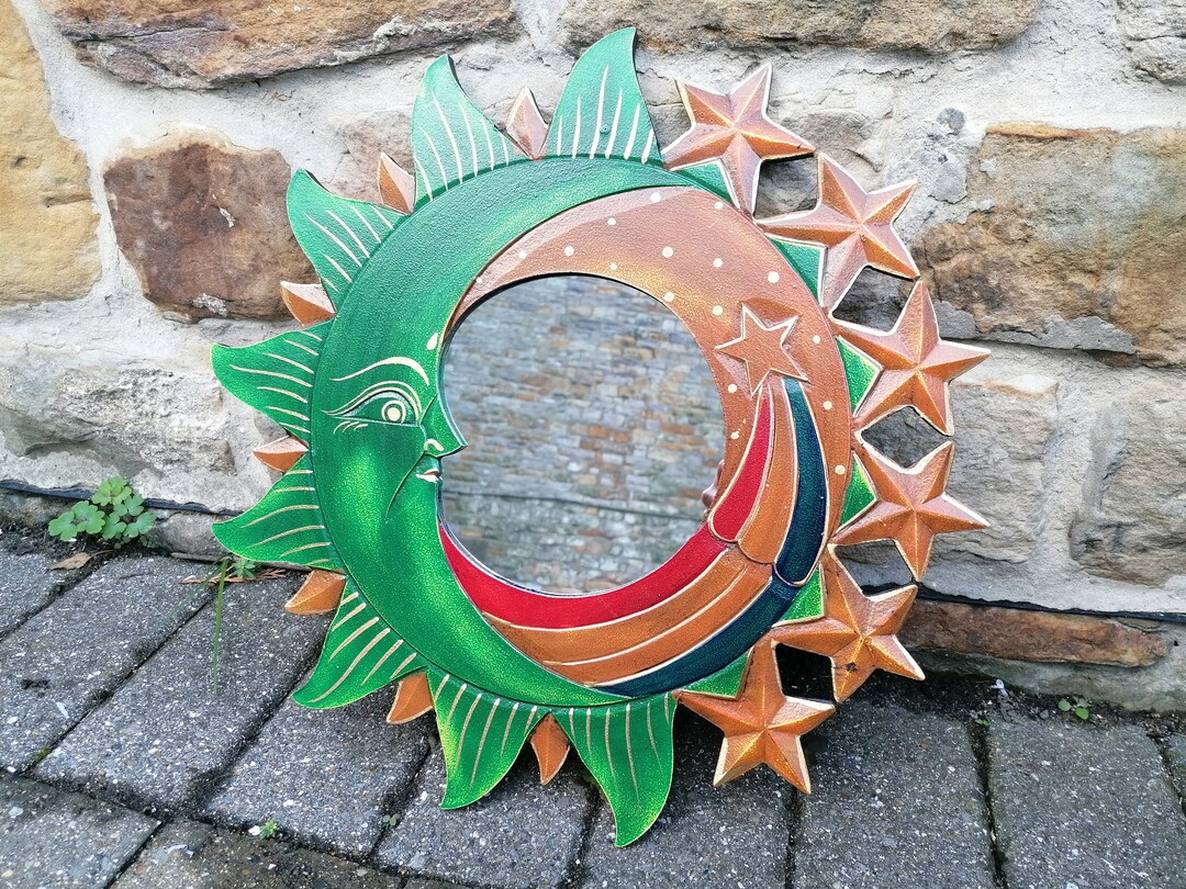 Wooden Celestial Sun Moon Mirror - Etsy UK
