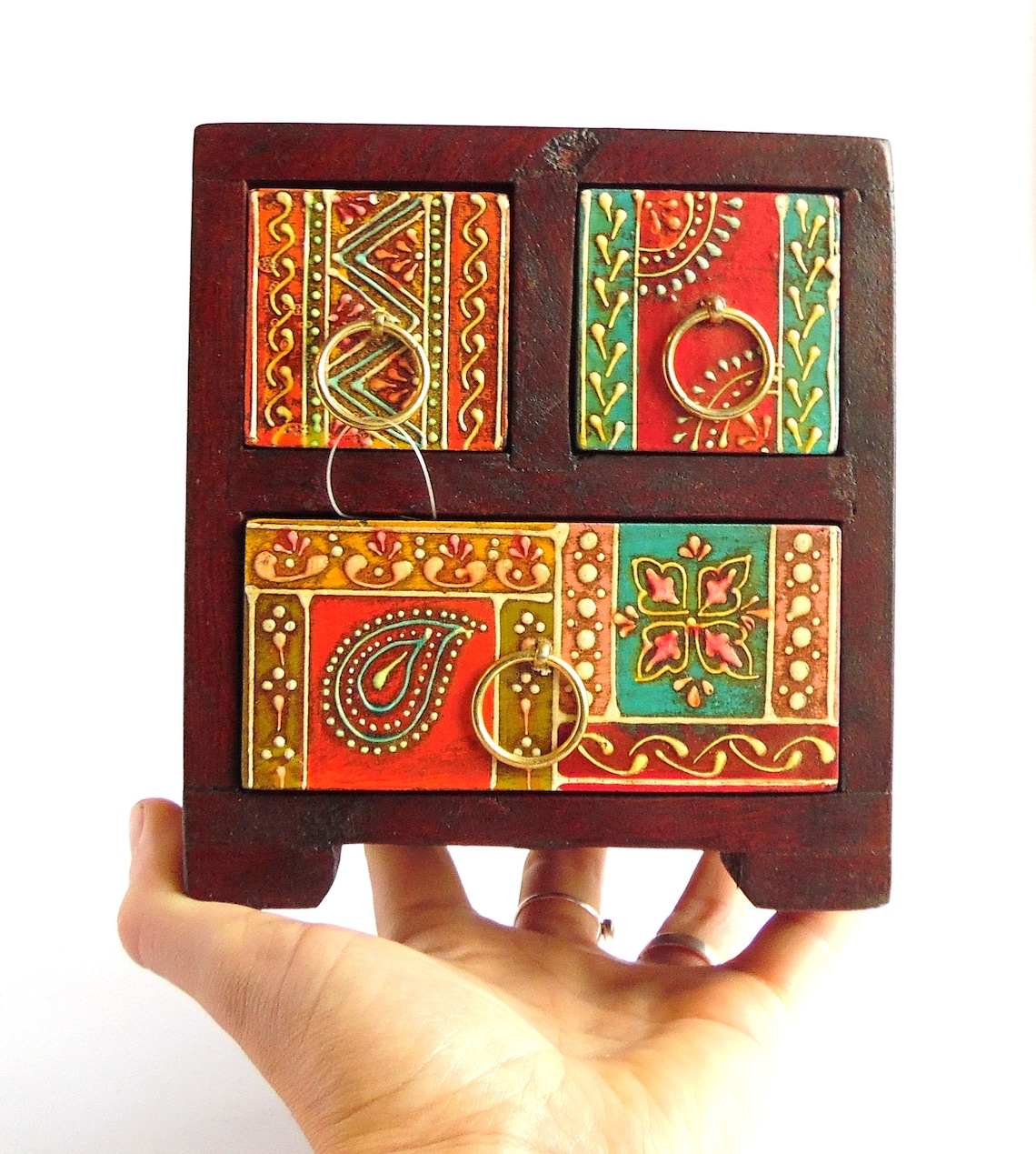 Bohemian Indian Trinket Box Drawer Hand Painted Spice - Etsy