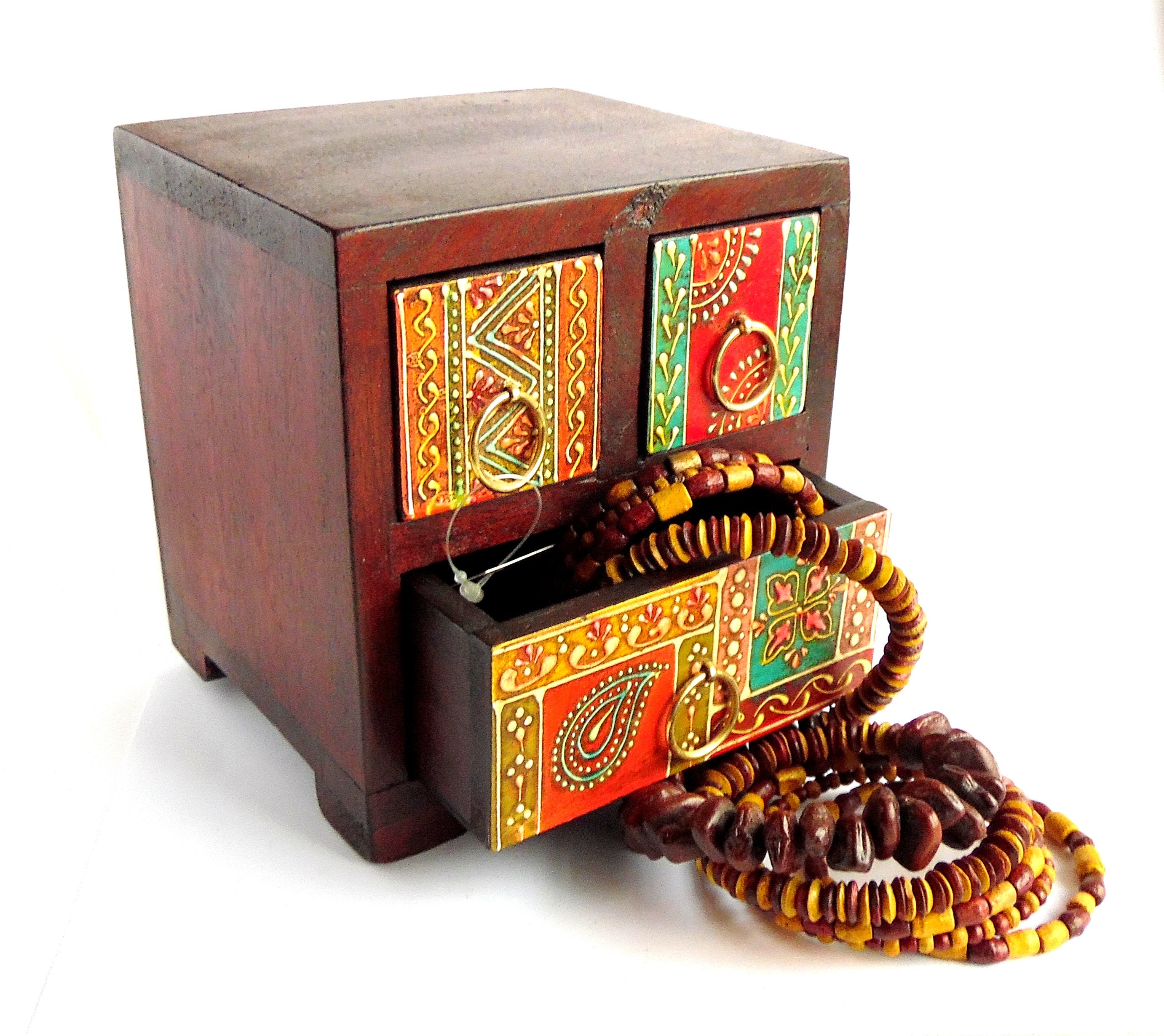 Bohemian Indian Trinket Box Drawer Hand Painted Spice - Etsy