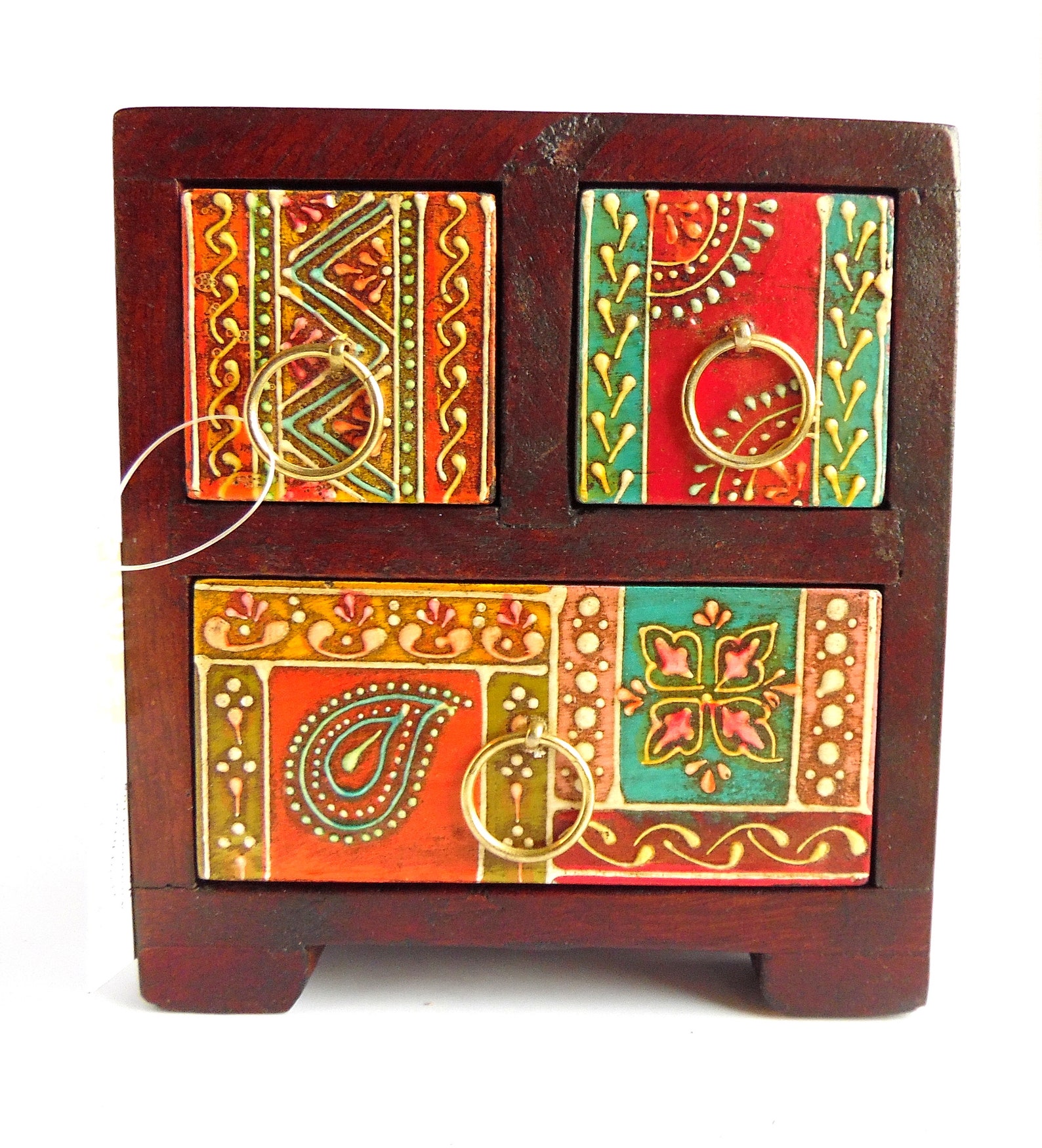 Bohemian Indian Trinket Box Drawer Hand Painted Spice - Etsy