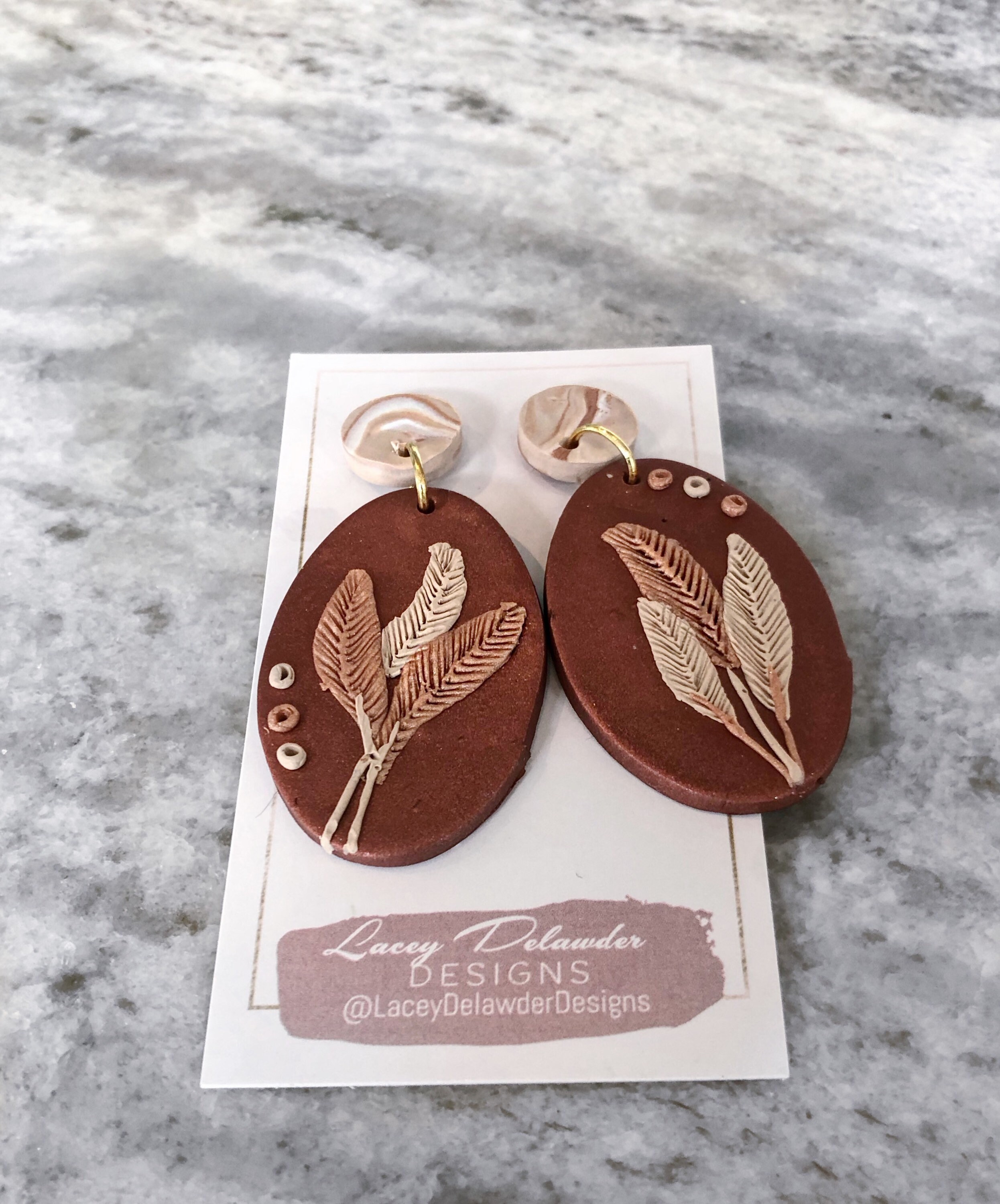 Sculpted // Polymer Clay // Embroidered// Copper Fall Dangle - Etsy