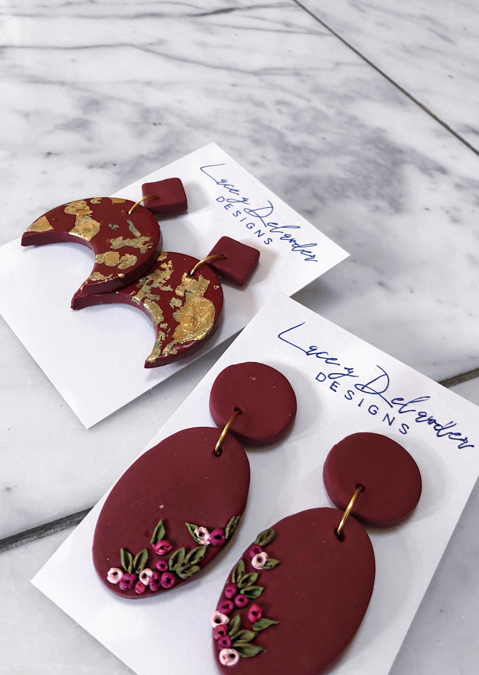 Embroidered Hand Sculpted Clay Earrings - Etsy