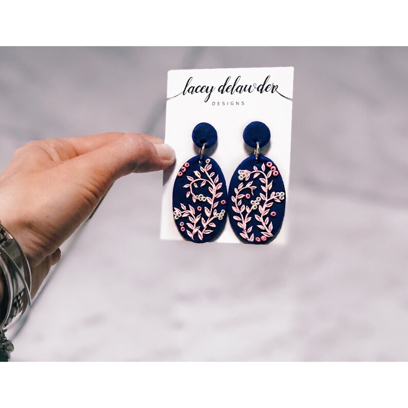 Hand Sculpted// Bohemian Embroidered Dangle Earring// - Etsy