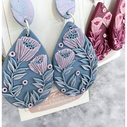 Abstract Floral Polymer Clay Earrings - Etsy
