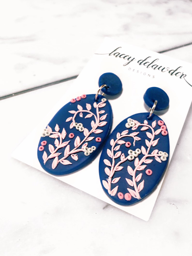 Hand Sculpted// Bohemian Embroidered Dangle Earring// - Etsy