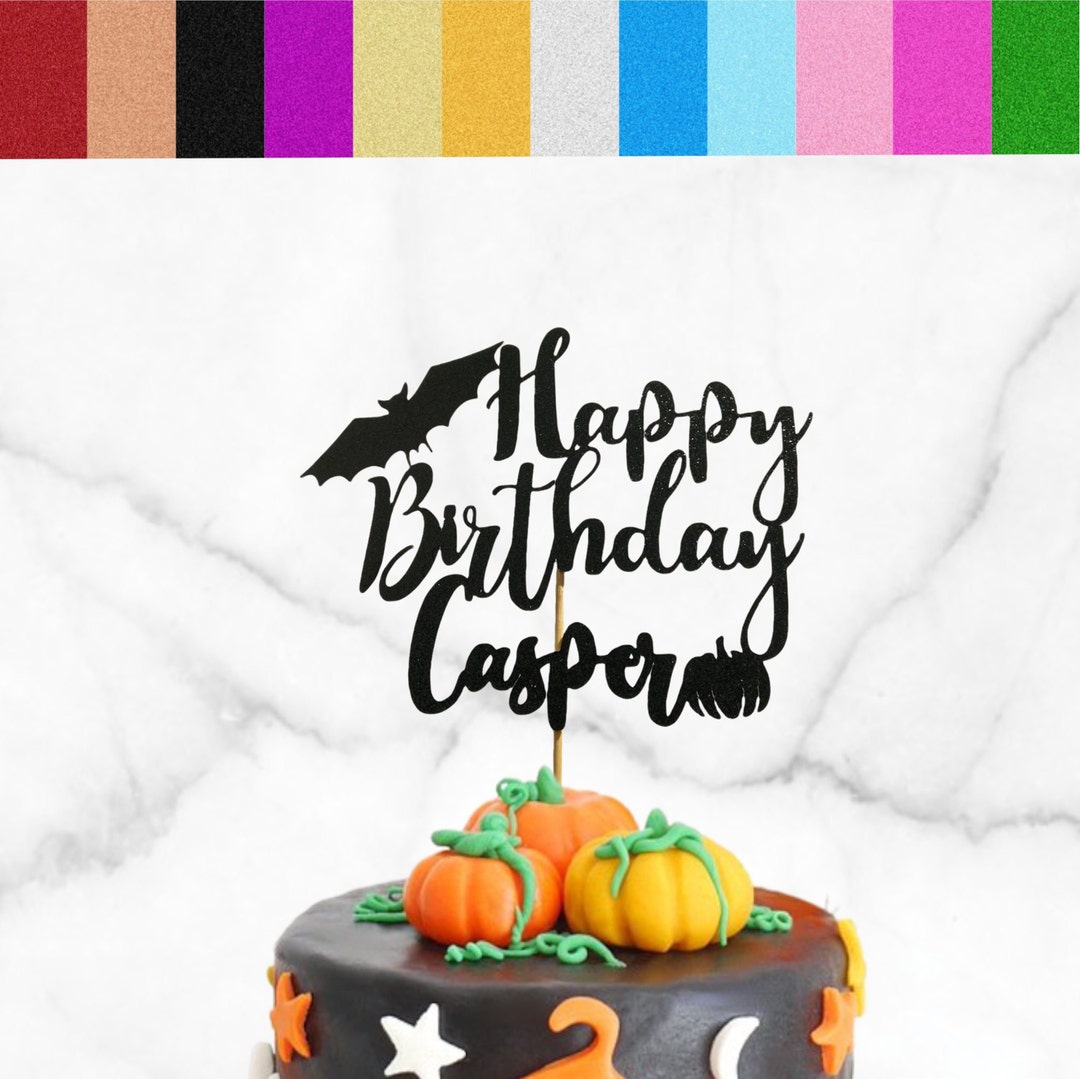 Personalised Halloween Birthday Cake Topper Name Age, Glitter Card ...