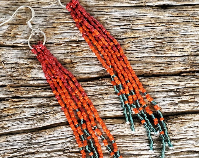 Long Beaded Tassel Earrings, Beaded Earrings, Seed Bead Earrings ...