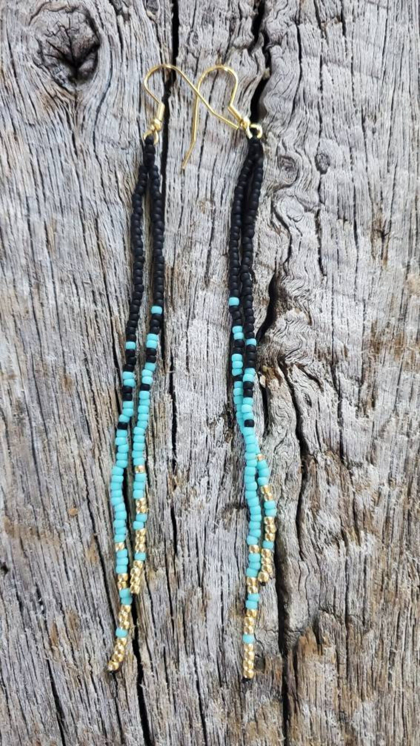 Long Seed Bead Dangle Earrings, Shoulder Duster, Western Earrings ...