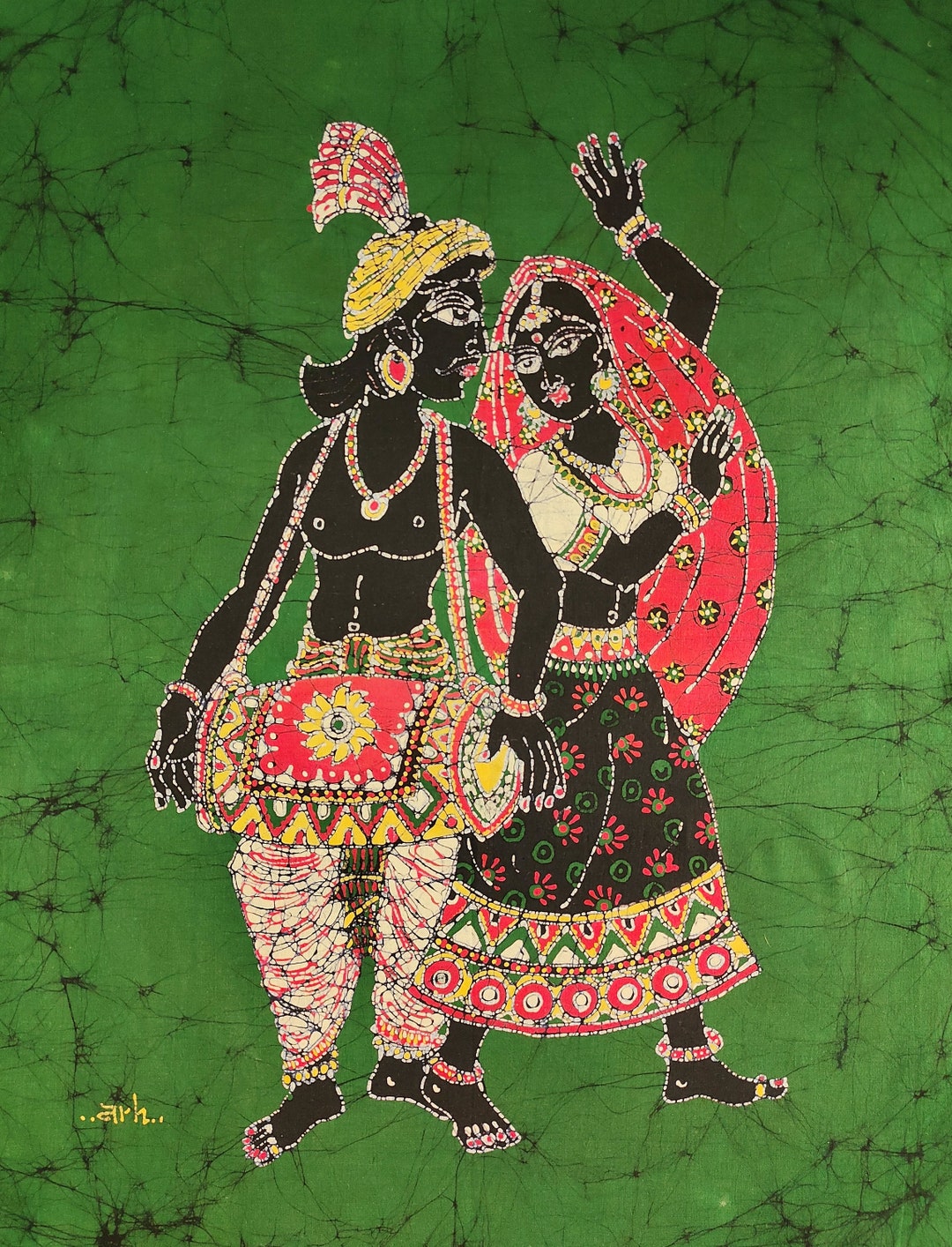 Indian Folk Dance Batik Painting Wall Hanging Cotton Tapestry 32" X 23 ...