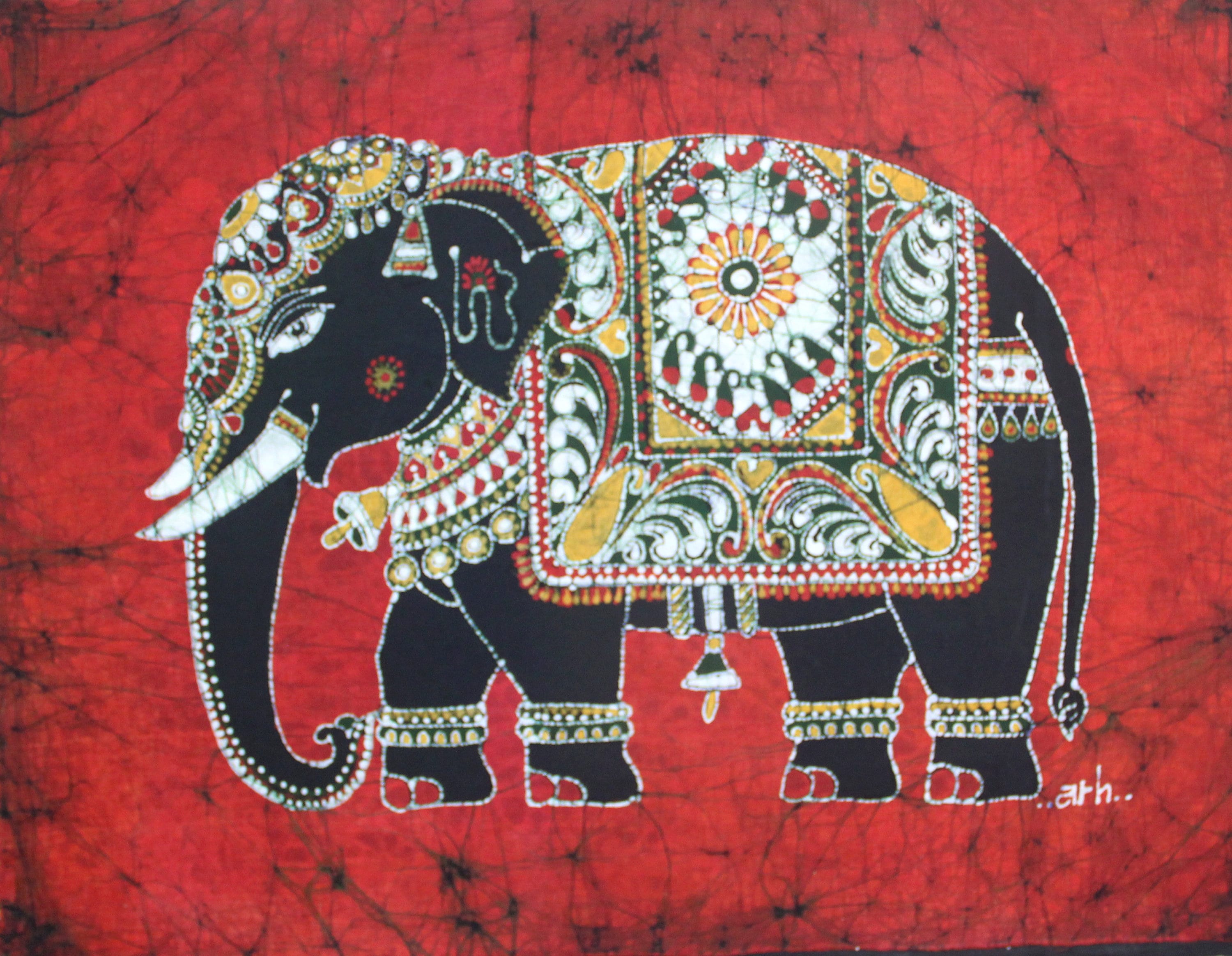 Decorated Indian Elephant Tamil Batik Painting Wall Hanging - Etsy UK
