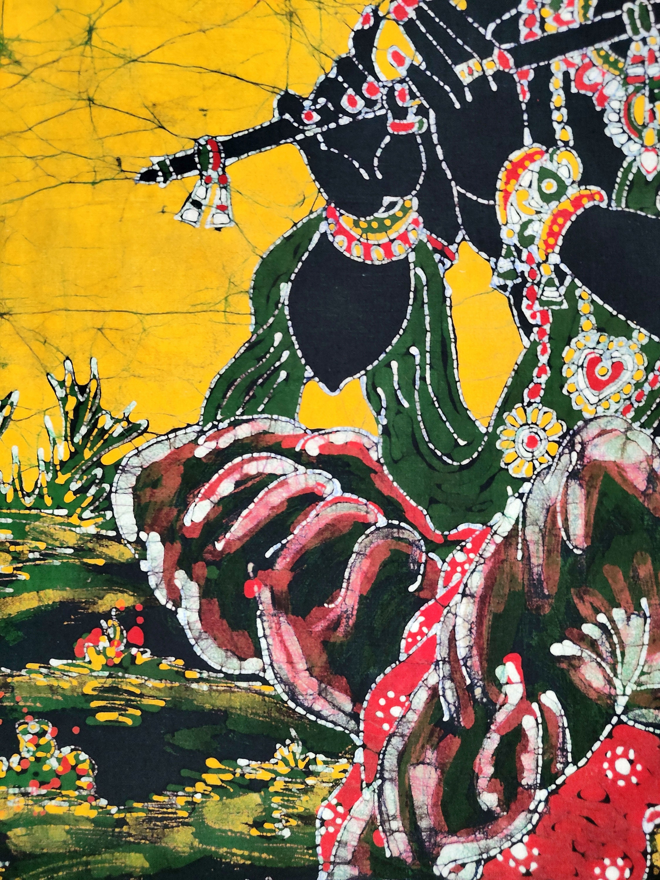 Indian Hindu God Krishna tamil Batik Painting Wall Hanging - Etsy