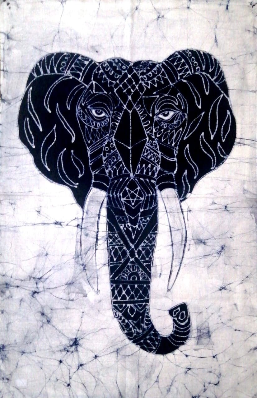 Decorated Indian Elephant Tamil Batik Painting Wall Hanging | Etsy