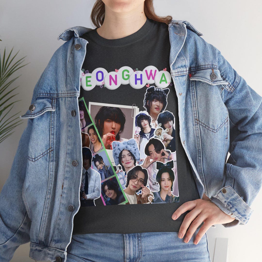 Cute Seonghwa Aegyo Letterbeads and Photostrip Unisex Heavy Cotton T ...