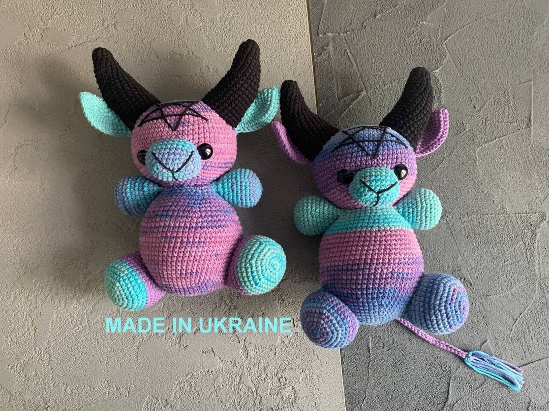 Crochet Devil Plush, Halloween Devil Goat Plushie, Baby Baphomet Toy ...