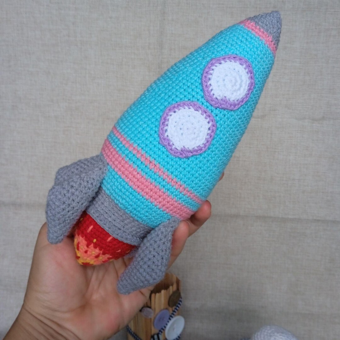 Blue Rocket Plushie, Space Themed Kids Gift, Crochet Rocket, Space ...