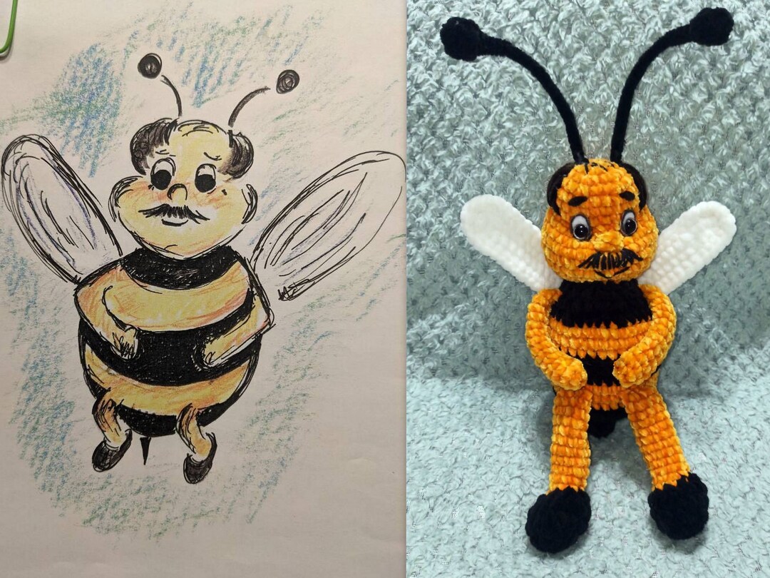 Custom Plush Bee, Custom Stuffed Plush From Picture, Custom Stuffed ...
