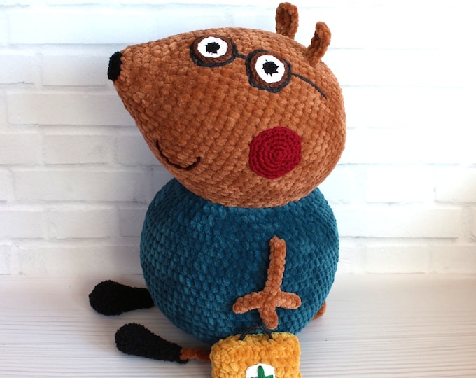 Doctor Brown Bear Plush, Сrochet Toy From Picture, Character in the ...