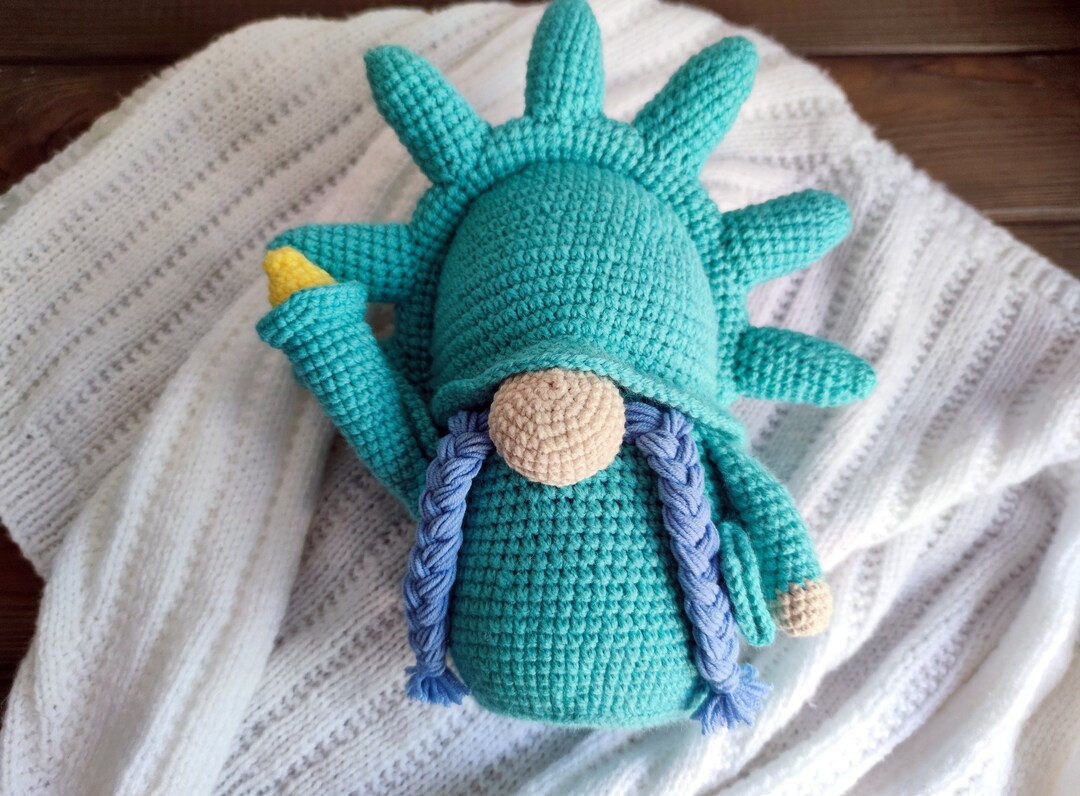Crochet Statue of Liberty Gnome, Custom Crochet 4th July Gnome, Cute ...