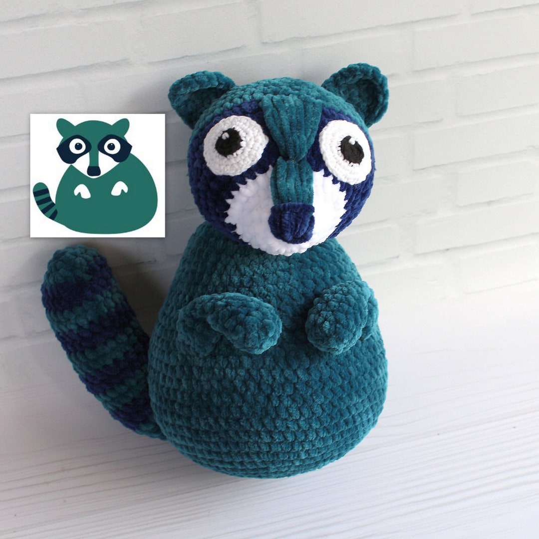 Reggie the Rhyming Raccoon Crocheted Plush From Drawing - Etsy