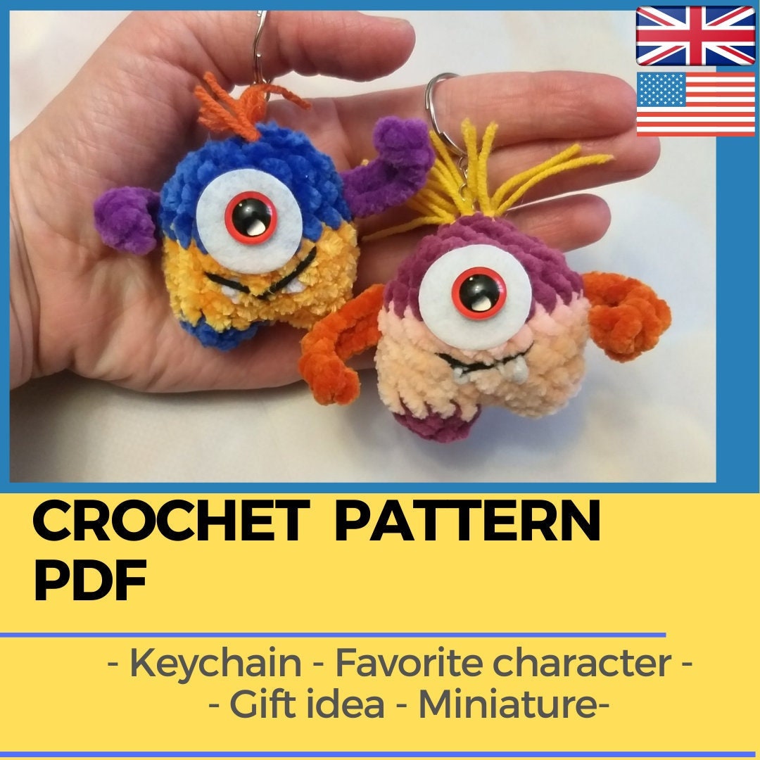 Crochet Pattern Soft Pocket Monsters Keychain Digital File - Etsy