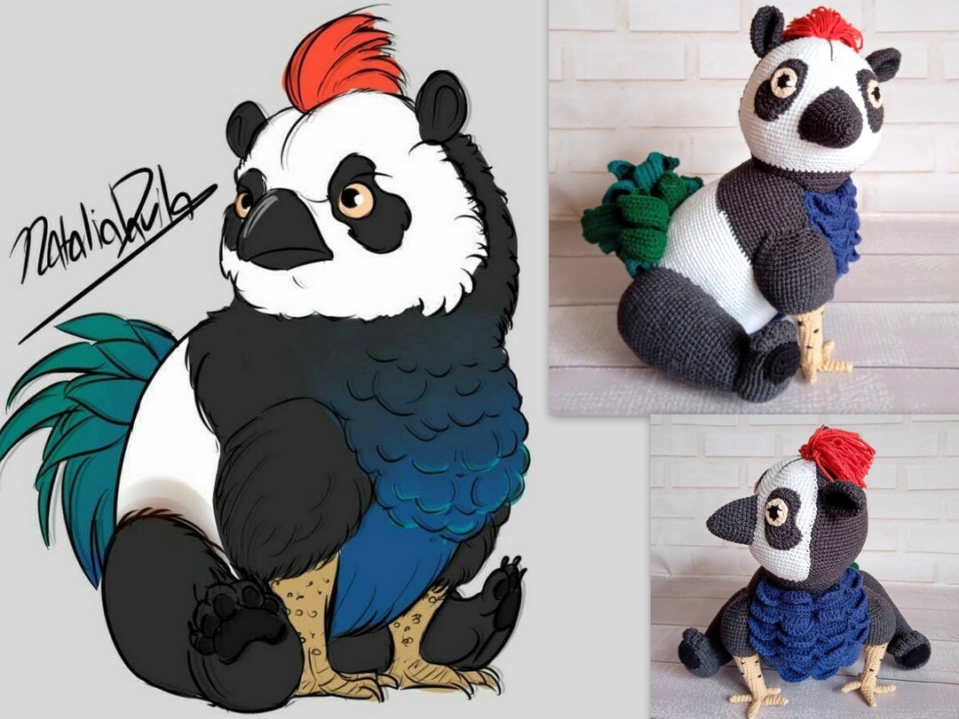 Custom Plushie Panda/rooster, EXAMPLE Crochet Plush 25cm/10 Inch ...