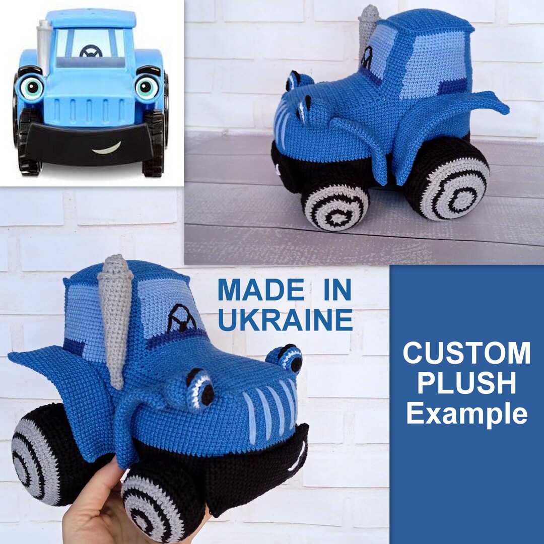 Blue Tractor Plush, Example Crochet Stuffed Truck, Custom Plush ...