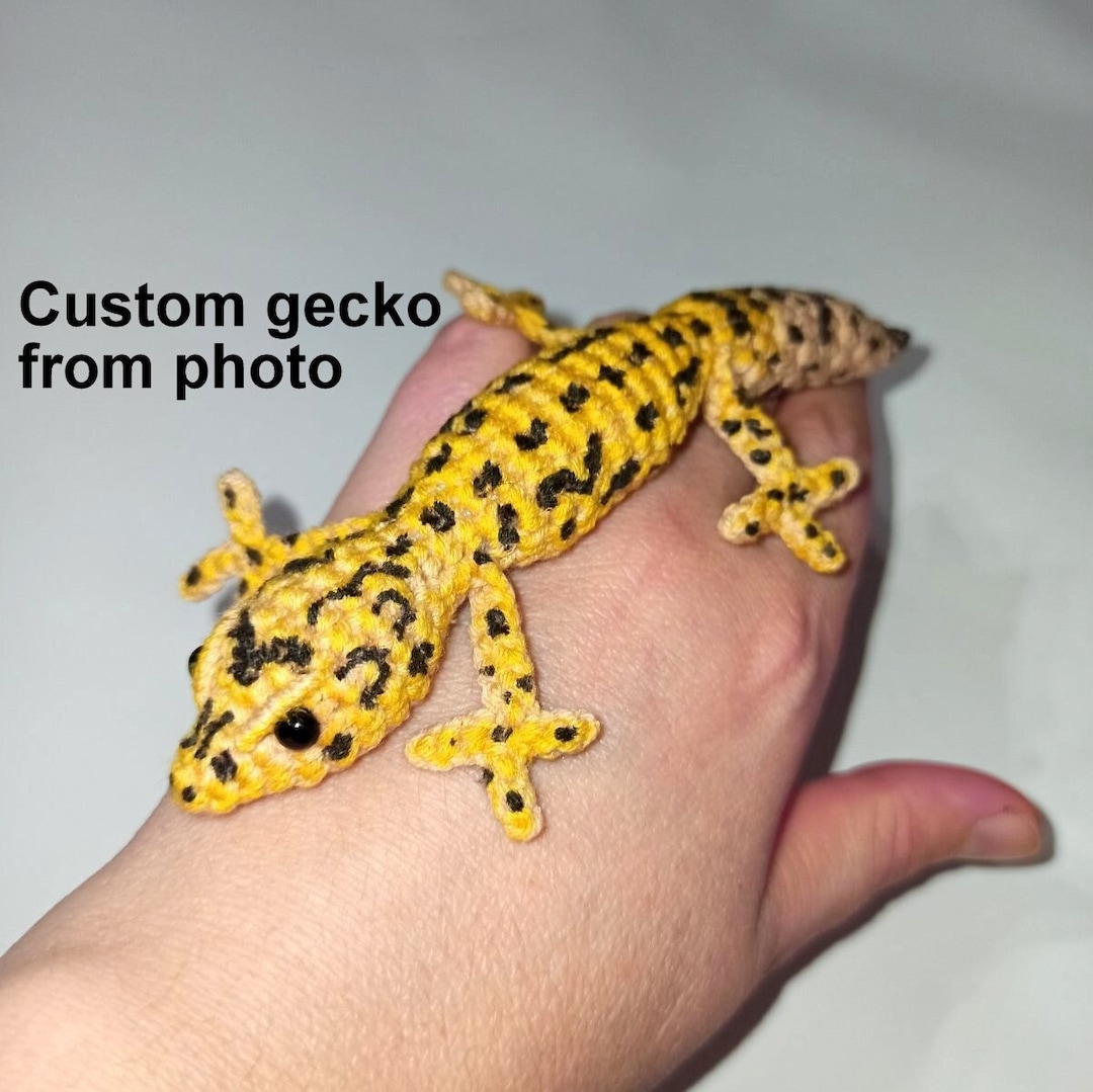 Leopard Gecko Plush 17cm/6.7in, Crocheted Remember Replica, Custom ...