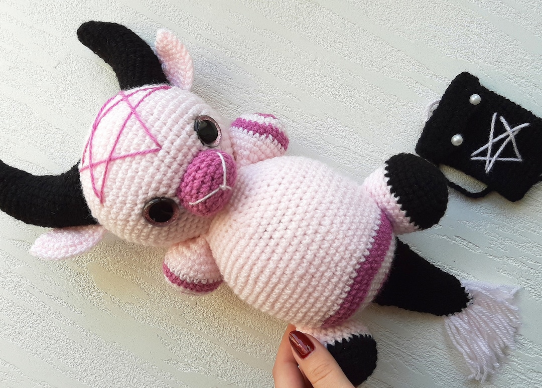 Creepy Devil Doll, Crochet Dark Art, Devil Demon, Pink Yarn Doll ...