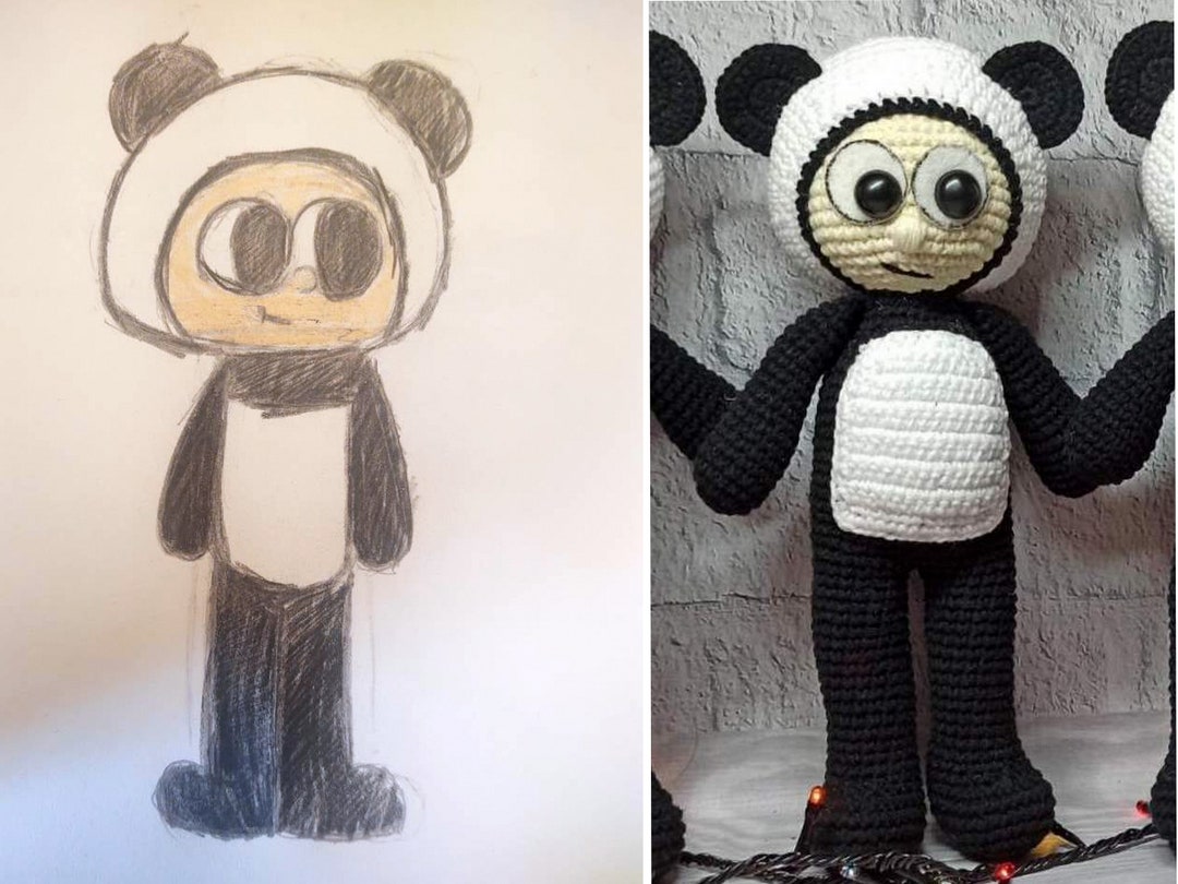 Custom Plush From Drawing 8" Example Crocheted Personalized Doll From ...