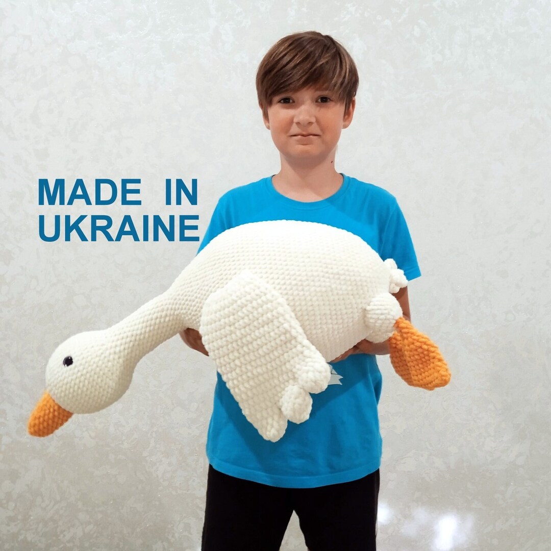 Soft Velvet Toy Goose, Crochet Stuffed Goose, Snuggle Cuddle Sleeping ...