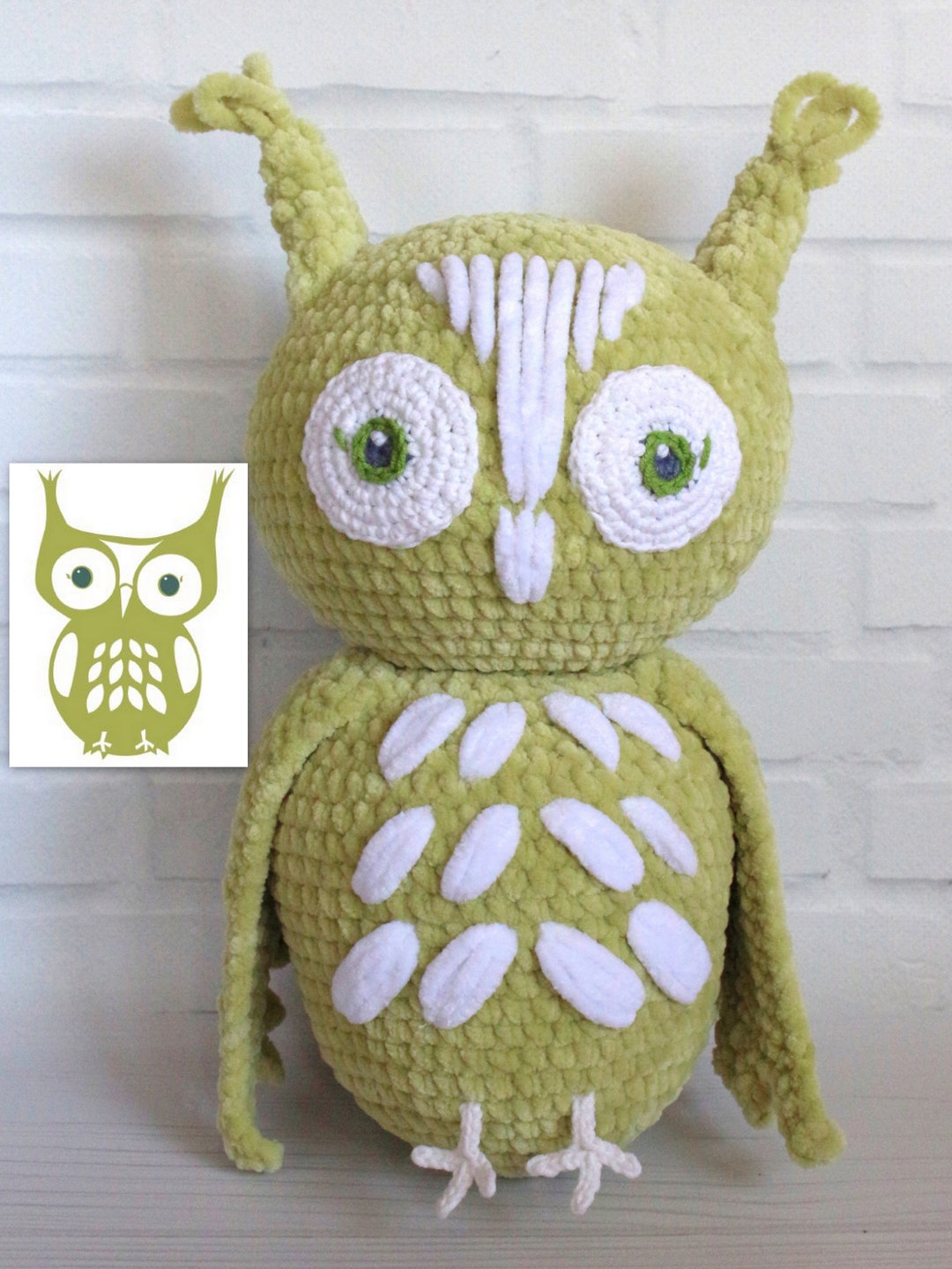 Hazel Hoot Green Screech Owl Crocheted Plush From Drawing - Etsy