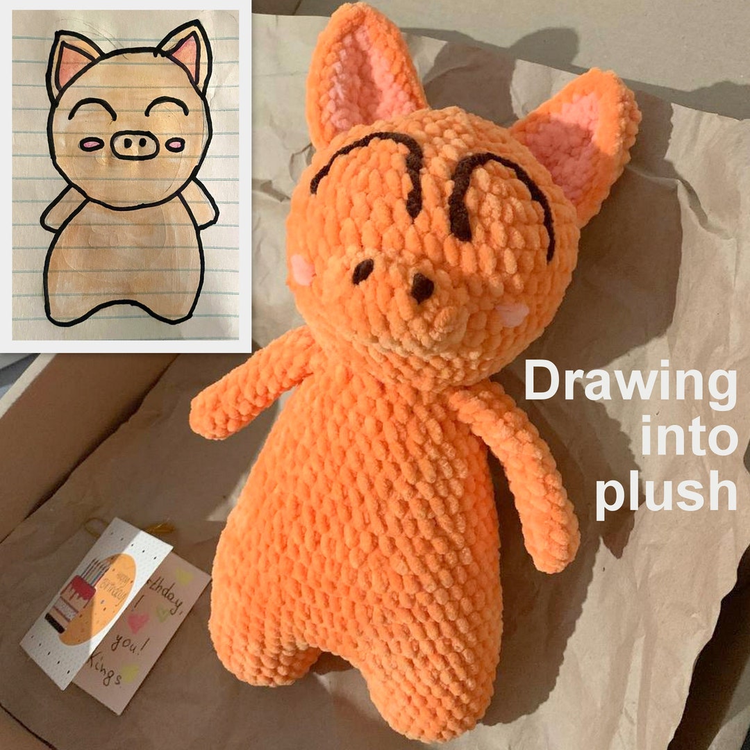 Custom Plush From Kids Drawing 12", Example, Сrochet Velvet Toy From ...
