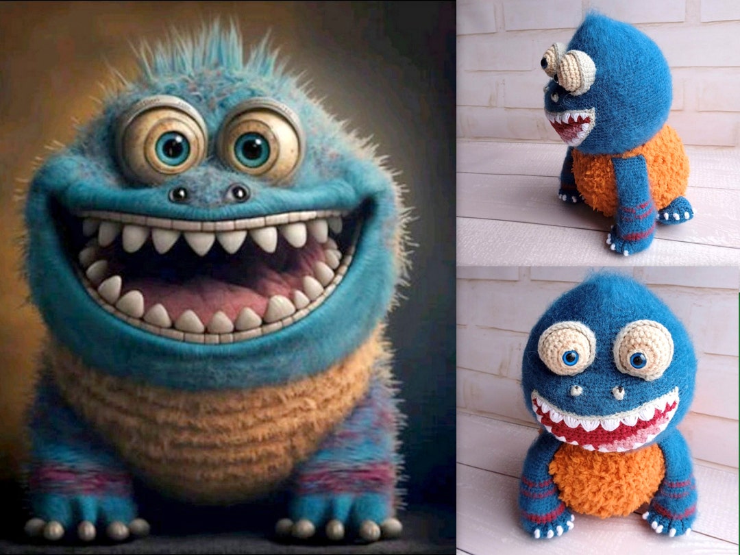 Custom Plushie Monster, Crochet Plush Toy 20cm/9 Inch, Handmade Toy ...