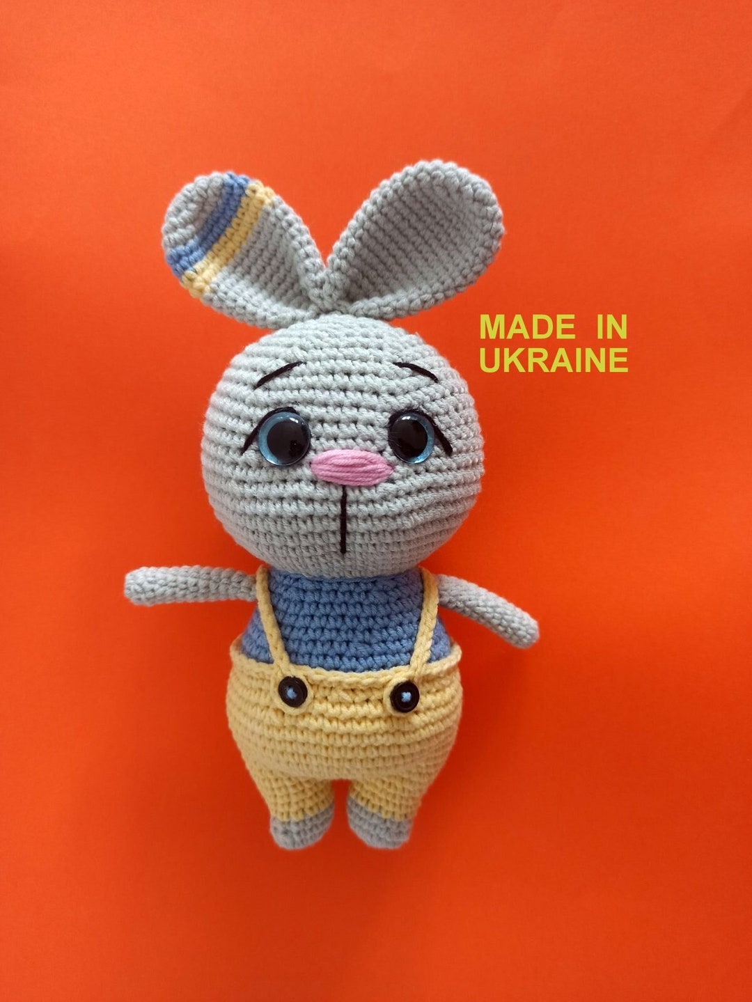 Ukrainian Rabbit, Crochet Ukrainian Bunny Toy, Blue and Yellow Cotton ...