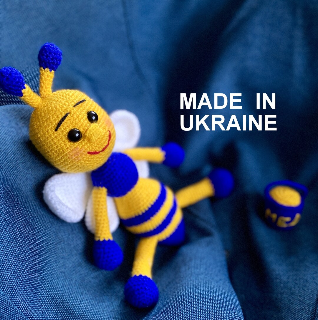 Ukrainian Flag Bee, Crochet Stand With Ukraine Plush Bee, Flag Blue and ...