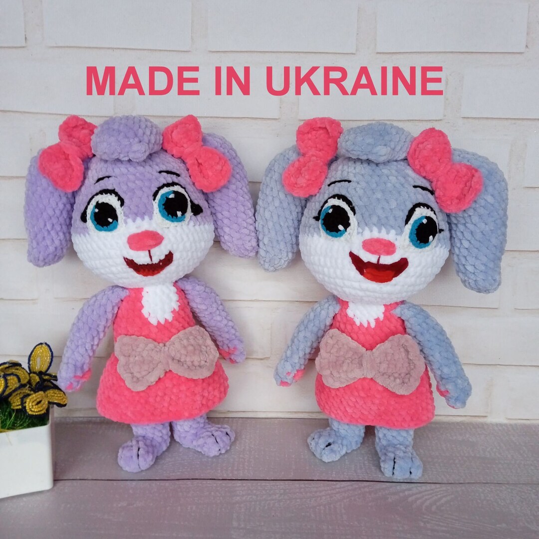 Ukrainian Bunny, Toys for Twins, Crochet Soft Plush Bunny, Rabbit Craft ...