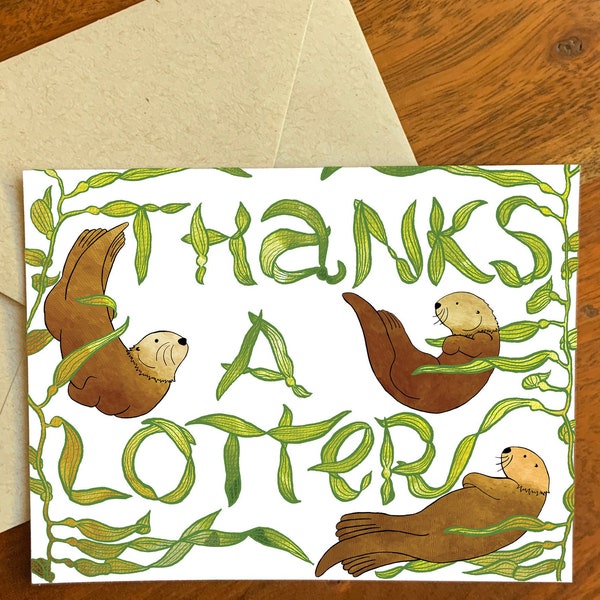 Otter Thank You Card - Etsy