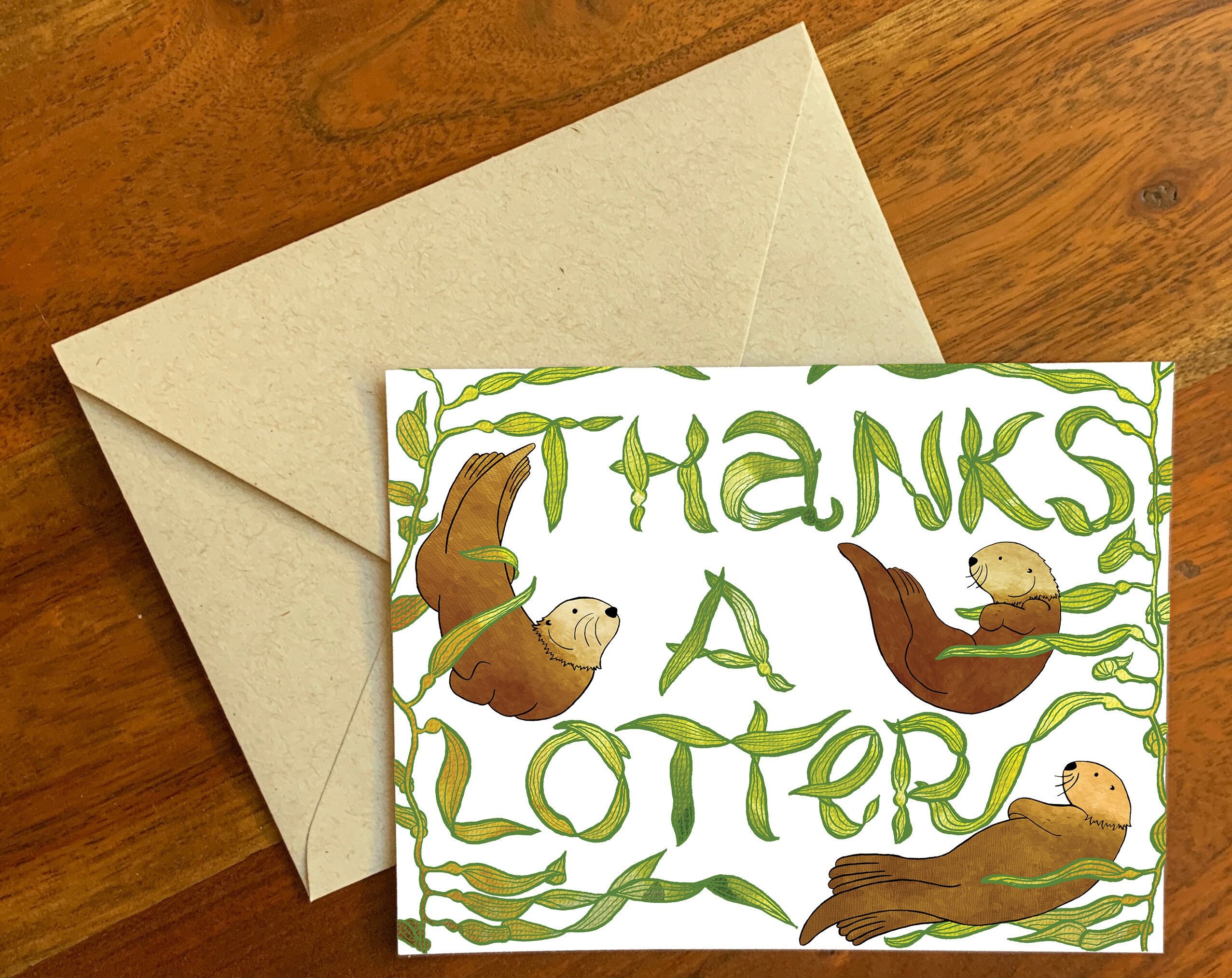 Thanks a Lotter... Sea Otter Thank You Card - Etsy
