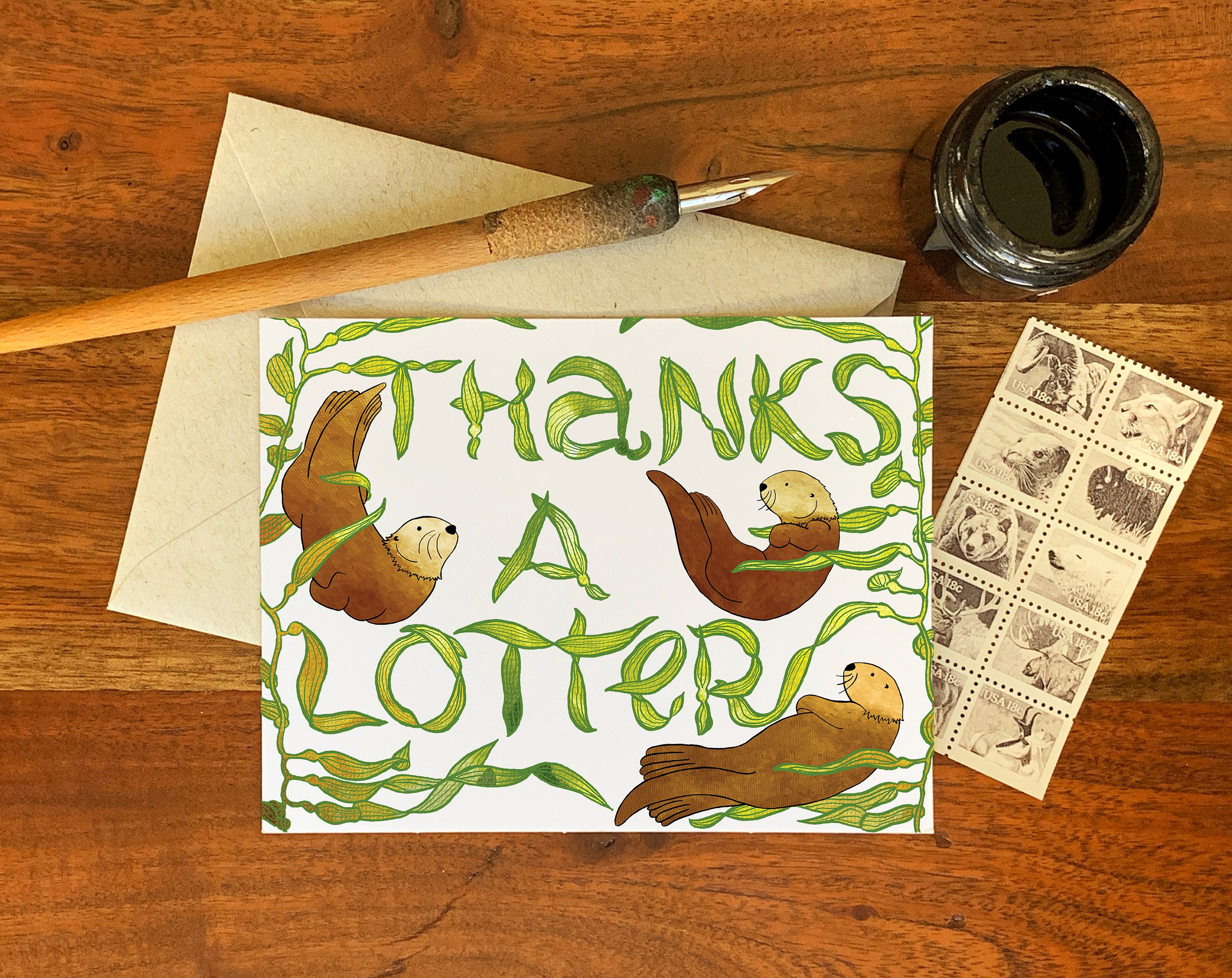 Thanks a Lotter... Sea Otter Thank You Card - Etsy