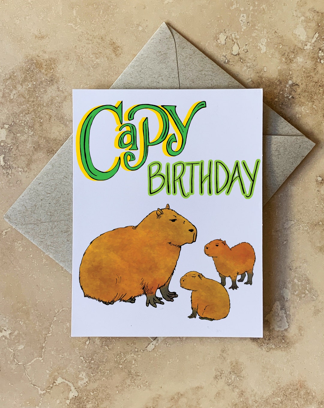 Capy Birthday Capybara Card - Etsy