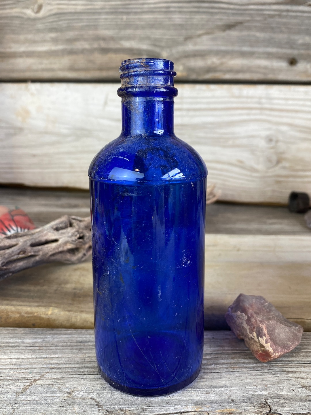 Vintage Cobalt Blue Medicine Bottle With "m" in a Circle and "8" - Etsy